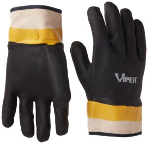 galeton viper double coated pvc gloves safety cuff black (pack of 12) 7110,large