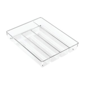 interdesign linus 2 in. h x 13.7 in. w x 10.7 in. l clear plastic cutlery tray