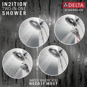 Delta Faucet 5-Spray In2ition 2-in-1 Dual Shower Head with HandHeld Spray, Chrome Hand Held Shower Head with Hose, Handheld Shower Heads, 1.75 GPM Shower Head, Chrome 58569-PK