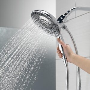 Delta Faucet 5-Spray In2ition 2-in-1 Dual Shower Head with HandHeld Spray, Chrome Hand Held Shower Head with Hose, Handheld Shower Heads, 1.75 GPM Shower Head, Chrome 58569-PK