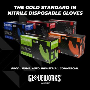 GLOVEWORKS HD Industrial Black Nitrile Diamond Texture Grip Disposable Gloves, X-Large (Pack of 100), 100