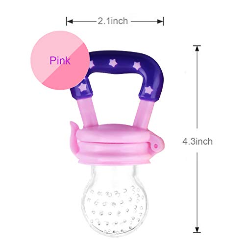 Baby Fruit Feeder Pacifier (2 Pack) - HAOBAOBEI Infant Teething Toy Teether in Appetite Stimulating Colors, Bonus Includes 3 Sizes Silicone Pouches