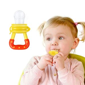 Baby Fruit Feeder Pacifier (2 Pack) - HAOBAOBEI Infant Teething Toy Teether in Appetite Stimulating Colors, Bonus Includes 3 Sizes Silicone Pouches