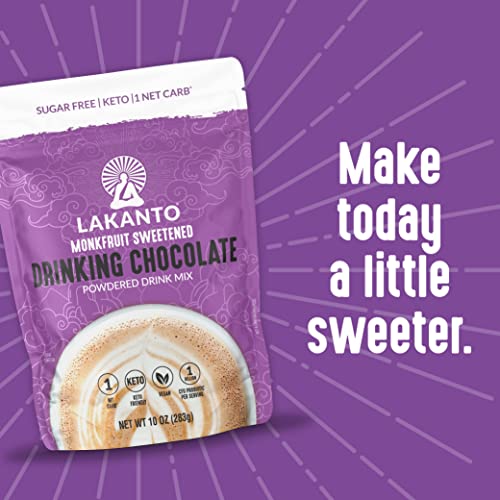 Lakanto Sugar Free Drinking Chocolate - Cold or Hot Cocoa Powder Mix, Shelf Stable Probiotics, Monk Fruit Sweetener, Keto Diet Friendly, Vegan, Dutch Cocoa, Gourmet Taste (Original - 10 oz)