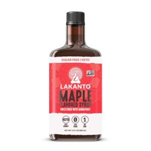 lakanto sugar free maple syrup - monk fruit sweetener, keto diet friendly, vegan, 1g net carbs, pancakes, waffles, oatmeal, coffee, tea, granola, frosting, marinade, dressing (13 fl oz - pack of 1)