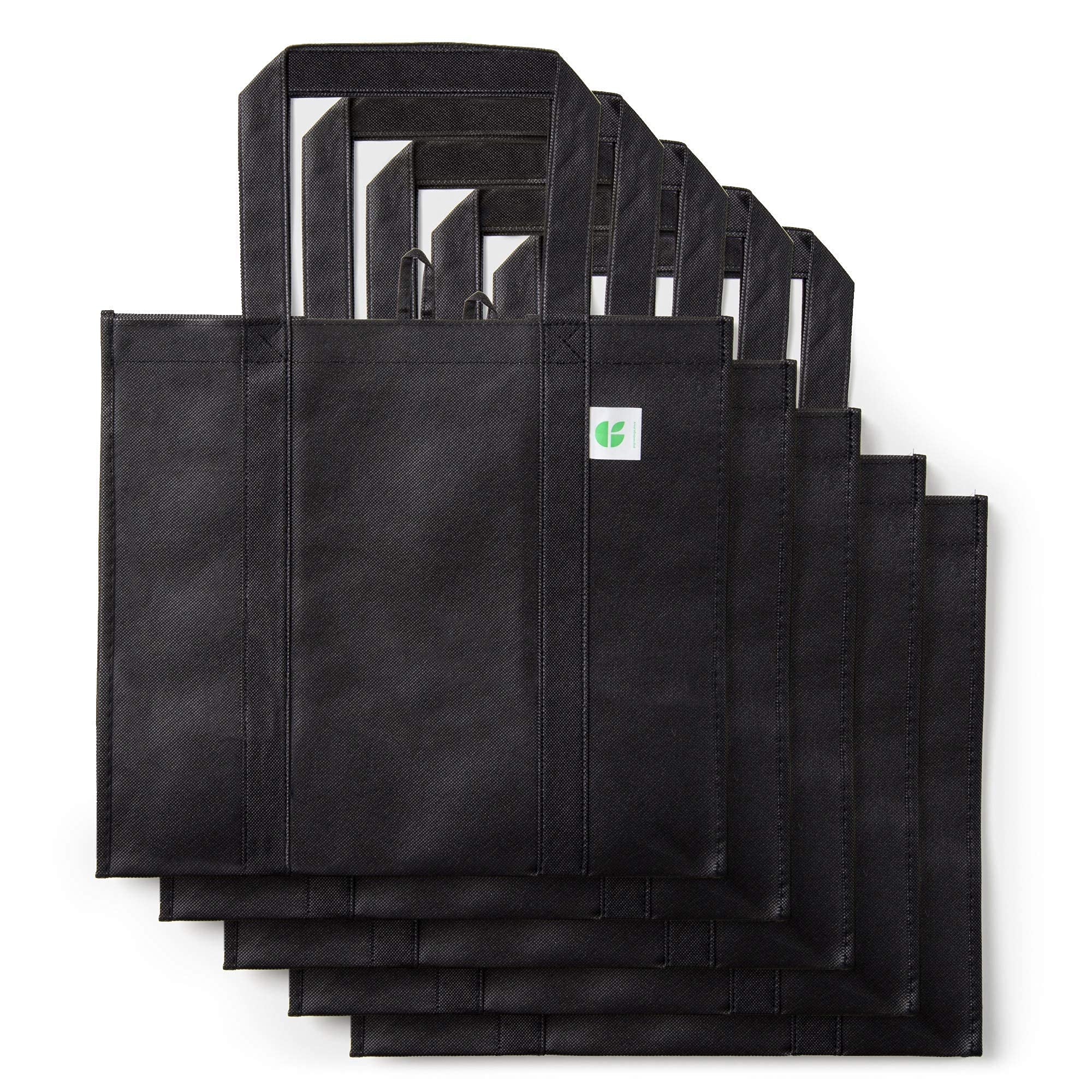 Reusable Grocery Bags (5 Pack, Black) - Hold 40+ lbs - Extra Large & Super Strong, Heavy Duty Shopping Bags – Grocery Tote Bag with Reinforced Handles & Thick Plastic Bottom for Strength