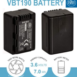 BM Premium VW-VBT190 Battery and Battery Charger for Panasonic HC-V800K, HC-VX1K, HC-WXF1K, HCV510, HCV520, HC-V550, HC-V710, HC-V720, HC-V750, HC-V770, HC-VX870, HC-VX981, HC-W580, HC-W850, HC-WXF991