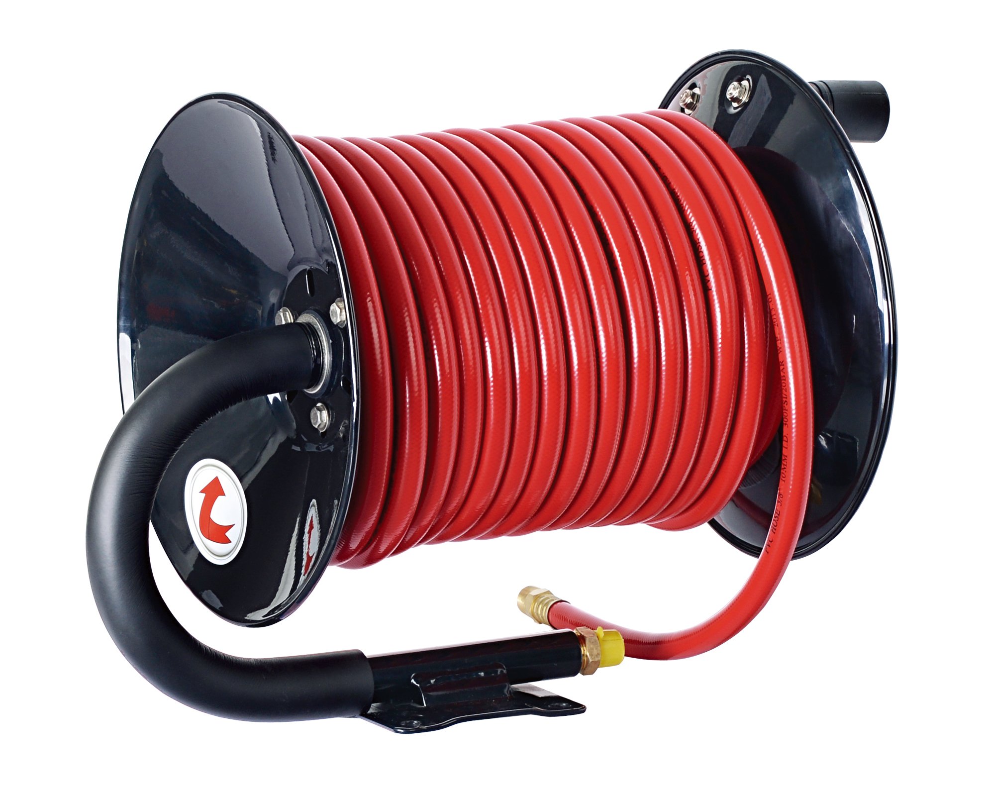 ReelWorks Air Hose Reel Tool Retractable Hand Crank 3/8" Inch x 100' Feet 300 PSI / 20 BAR Heavy Duty Steel Construction (Hose Not Included)