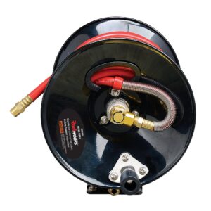 ReelWorks Air Hose Reel Tool Retractable Hand Crank 3/8" Inch x 100' Feet 300 PSI / 20 BAR Heavy Duty Steel Construction (Hose Not Included)