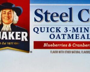 Quaker, Instant Steel Cut Oatmeal, Cranberries And Blueberries, 8 Ct