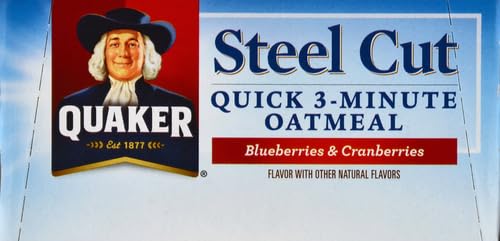 Quaker, Instant Steel Cut Oatmeal, Cranberries And Blueberries, 8 Ct