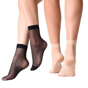 MANZI 12 Pairs Women's Ankle High Sheer Socks (6 Pairs Black,6 Pairs Nude)