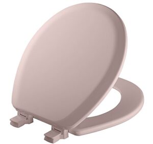 mayfair 41ec 023 cameron toilet seat will never loosen and easily remove, round, durable enameled wood, pink