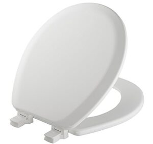 mayfair 841ec 000 cameron toilet seat will never loosen and easily remove, round, durable enameled wood, white