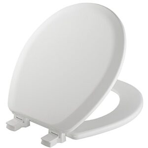 MAYFAIR 841EC 000 Cameron Toilet Seat will Never Loosen and Easily Remove, ROUND, Durable Enameled Wood, White