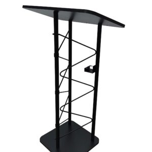 FixtureDisplays Truss Metal and Wood Podium 25" Wide Top Pulpit Lectern with A Cup Holder 11566-H