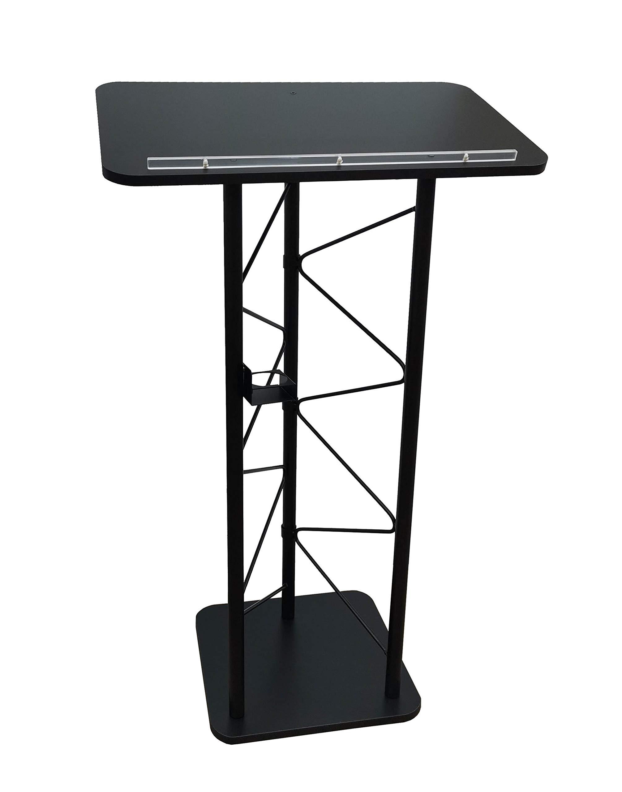 FixtureDisplays Truss Metal and Wood Podium 25" Wide Top Pulpit Lectern with A Cup Holder 11566-H