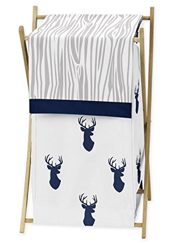 Sweet Jojo Designs Baby Children Kids Clothes Laundry Hamper for Navy Blue White and Grey Woodland Deer Bedding Set