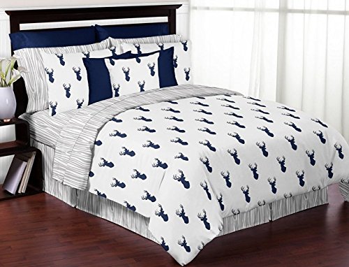 Sweet Jojo Designs Baby Children Kids Clothes Laundry Hamper for Navy Blue White and Grey Woodland Deer Bedding Set