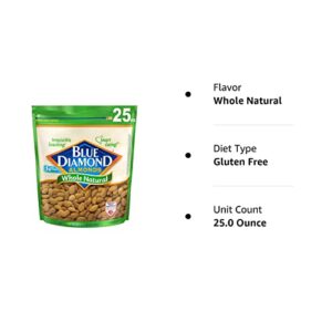 Blue Diamond Almonds Whole Natural Raw Snack Nuts, 25 Oz Resealable Bag (Pack of 1)