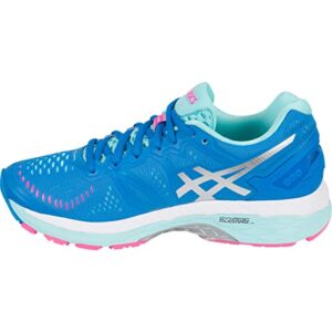 asics women's gel-kayano 23 running shoe, diva blue/silver/aqua splash, 6 m us