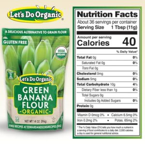 Let's Do Organic Green Banana Flour – Grain Flour Replacement, Resistant Starch, Versatile Starch, Gluten Free, Iron, Non-GMO Project Verified, USDA Organic – 14 Oz