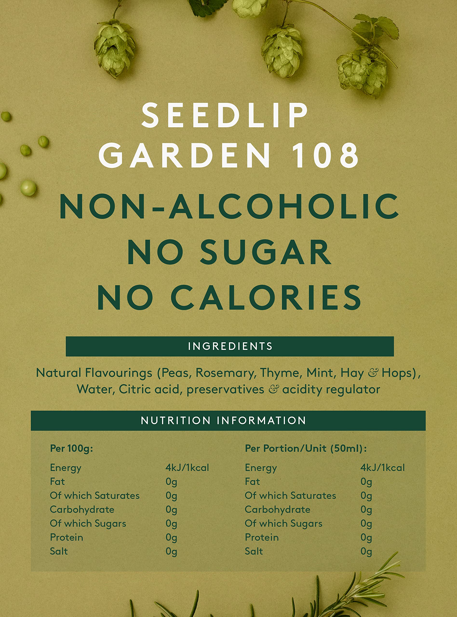 Seedlip Garden 108 - Non-alcoholic Spirit | Calorie Free, Sugar Free | Non-alcoholic Cocktails | 23.7fl oz (700ml)