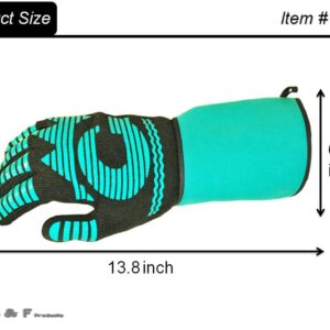 G & F 1685 1 Piece Heat Resistant BBQ Grilling Cooking Glove Mitt with Easy Slip on and off cuff, extra long and wide