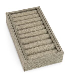 burlap slotted ring and bangle display tray (9 slot)