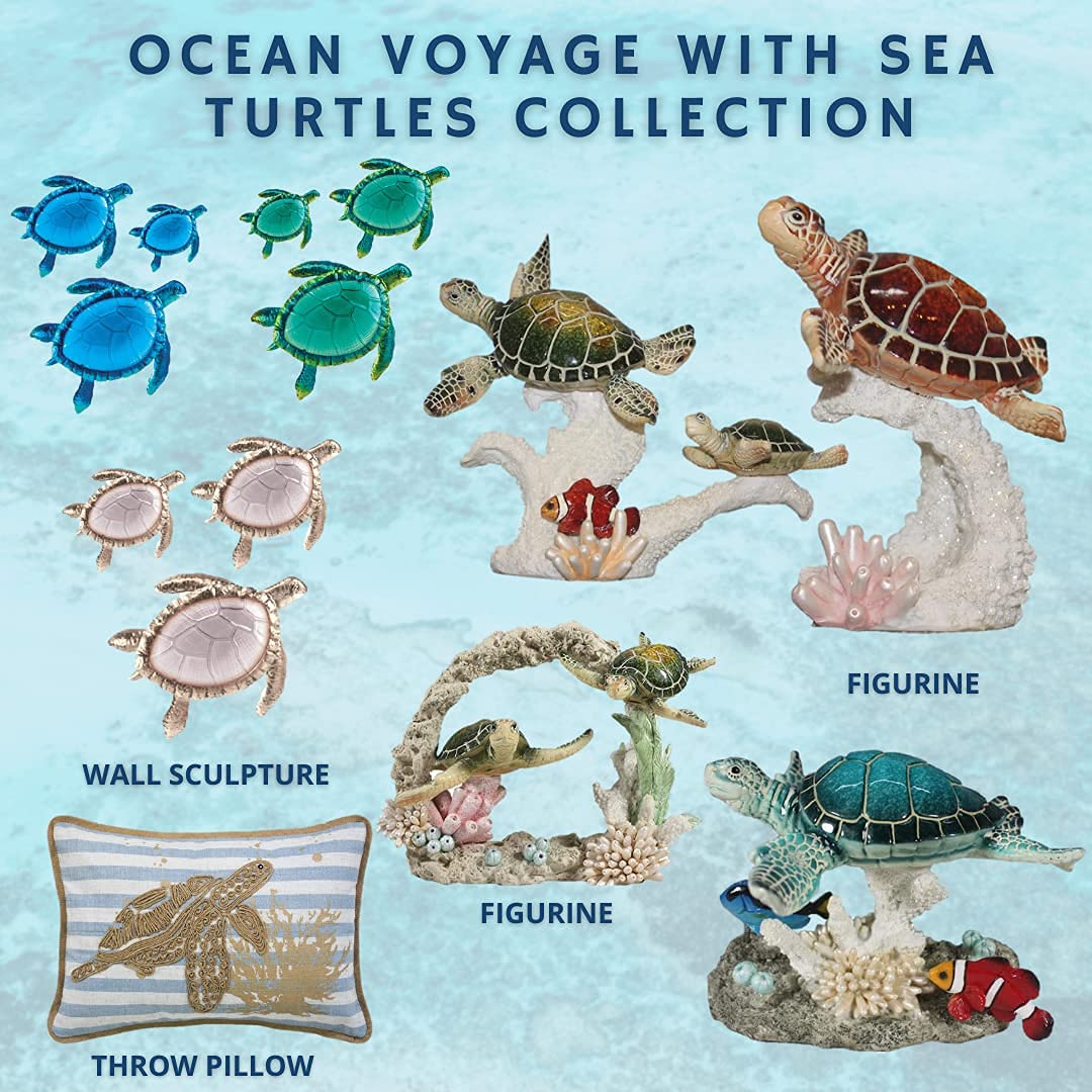 Comfy Hour Ocean Voyage Collection 7" Sea Turtle Coastal Marine Theme Wall Decorative Frame, Polyresin