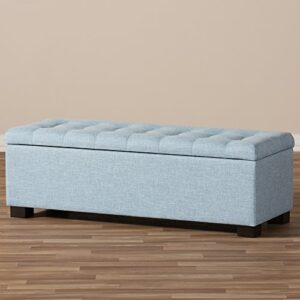 Baxton Studio Orillia Modern and Contemporary Light Blue Fabric Upholstered Grid-Tufting Storage Ottoman Bench