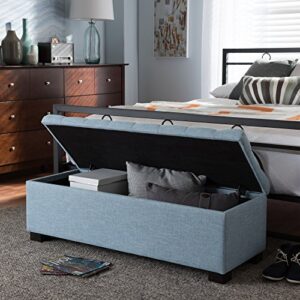 Baxton Studio Orillia Modern and Contemporary Light Blue Fabric Upholstered Grid-Tufting Storage Ottoman Bench