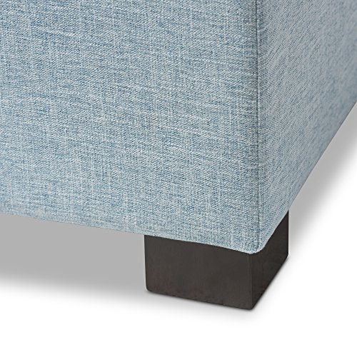 Baxton Studio Orillia Modern and Contemporary Light Blue Fabric Upholstered Grid-Tufting Storage Ottoman Bench