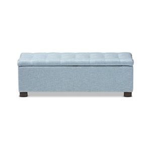 Baxton Studio Orillia Modern and Contemporary Light Blue Fabric Upholstered Grid-Tufting Storage Ottoman Bench