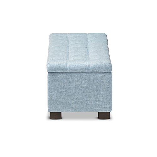 Baxton Studio Orillia Modern and Contemporary Light Blue Fabric Upholstered Grid-Tufting Storage Ottoman Bench