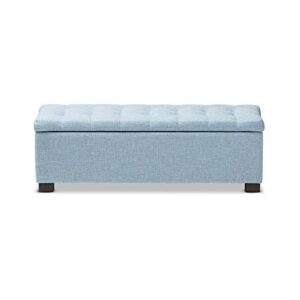 Baxton Studio Orillia Modern and Contemporary Light Blue Fabric Upholstered Grid-Tufting Storage Ottoman Bench