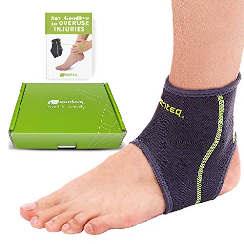 SENTEQ Ankle Brace for Men & Women- Compression Support for Sprained Ankles & Plantar Fasciitis, Elastic Neoprene Slim Sleeve for Jogging and Running, Ankle Stabilizer and Support for Walkers (Large)