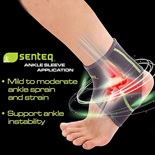 SENTEQ Ankle Brace for Men & Women- Compression Support for Sprained Ankles & Plantar Fasciitis, Elastic Neoprene Slim Sleeve for Jogging and Running, Ankle Stabilizer and Support for Walkers (Large)