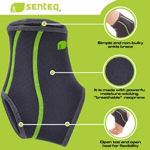 SENTEQ Ankle Brace for Men & Women- Compression Support for Sprained Ankles & Plantar Fasciitis, Elastic Neoprene Slim Sleeve for Jogging and Running, Ankle Stabilizer and Support for Walkers (Large)