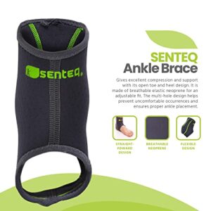 SENTEQ Ankle Brace for Men & Women- Compression Support for Sprained Ankles & Plantar Fasciitis, Elastic Neoprene Slim Sleeve for Jogging and Running, Ankle Stabilizer and Support for Walkers (Large)