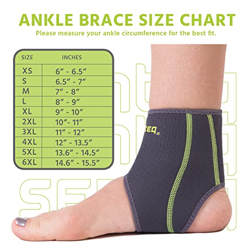 SENTEQ Ankle Brace for Men & Women- Compression Support for Sprained Ankles & Plantar Fasciitis, Elastic Neoprene Slim Sleeve for Jogging and Running, Ankle Stabilizer and Support for Walkers (Large)