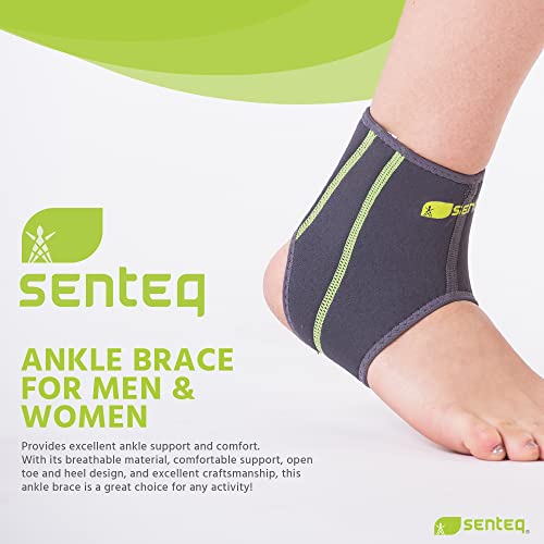 SENTEQ Ankle Brace for Men & Women- Compression Support for Sprained Ankles & Plantar Fasciitis, Elastic Neoprene Slim Sleeve for Jogging and Running, Ankle Stabilizer and Support for Walkers (Large)