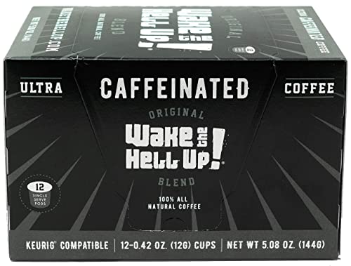 Wake The Hell Up! Dark Roast Single Serve Coffee Pods | Ultra-Caffeinated Coffee For K-Cup Compatible Brewers | 12 Count, 2.0 Compatible