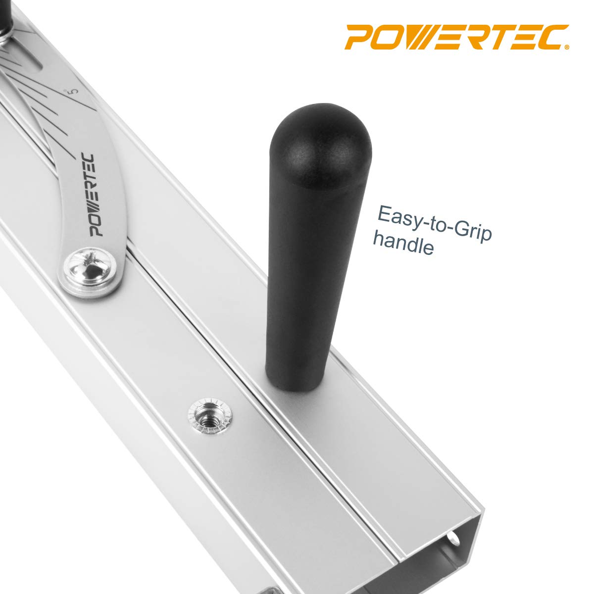 POWERTEC 71035 Table Saw Angle Cutting Jig for Creating Tapered Cuts | 24-Inch Lightweight Rails and Laser Etched Scale, 15 Degrees of Taper