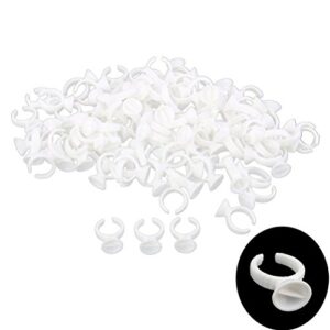 yueton 100pcs 2 slot disposable plastic nail art tattoo glue pallet holder eyelash extension rings adhesive pigment holders finger hand beauty tools