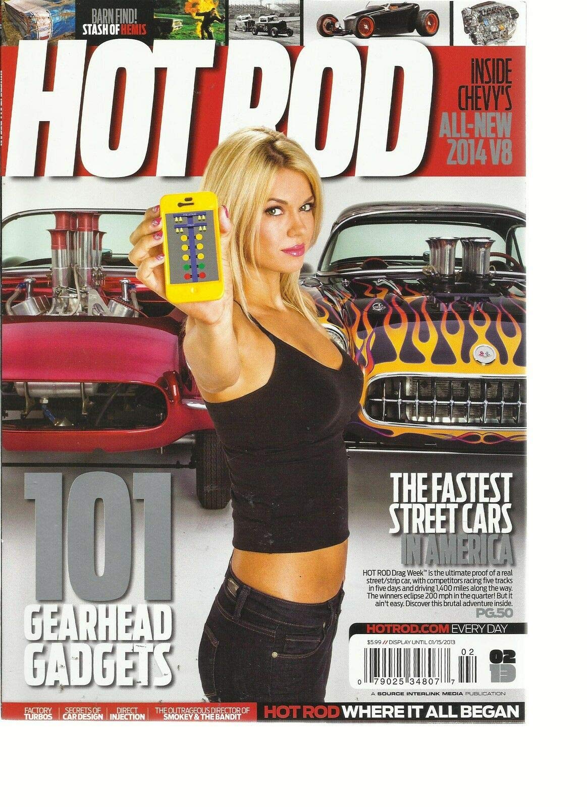 HOT ROD, FEBRUARY, 2013 (THE FASTEST STREET CARS IN AMERICA) ALL - NEW 2014 V8