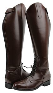 hispar women ladies victory leather english field boots horse back riding equestrian - brown 8 sliim calf