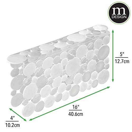 mDesign Decorative Plastic Kitchen Sink Saddle - Divided Sink Protector Mat, Place Over Middle Section - Quick Draining, Fun Bubble Design - Clear