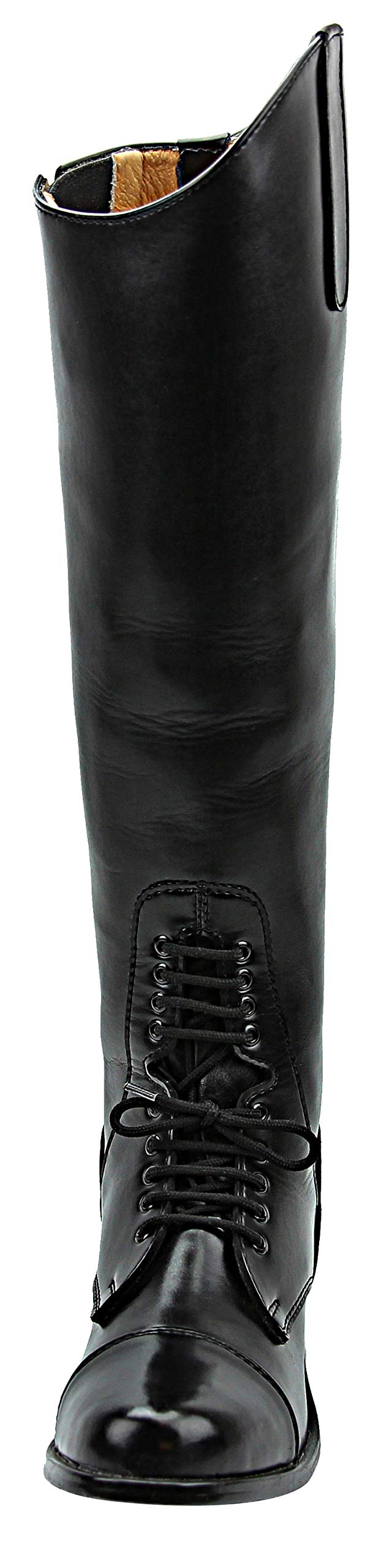 Hispar Women Ladies GRANDUER Pull On Leather English Field Boots Horse Back Riding Equestrian - Black 10.5 REGULAR CALF