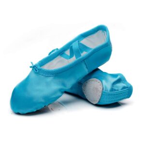 msmax women's ballet shoes satin split sole performa flats blue 8 m women